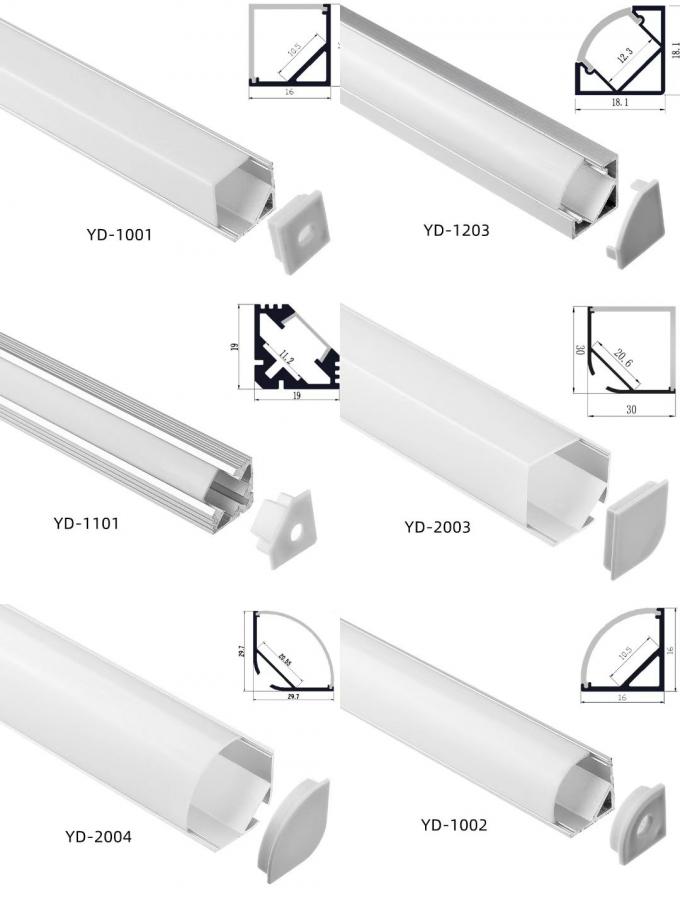 Small Quadrant Corner Profile LED Light 2m 4m Length 90 Degree 16*16mm