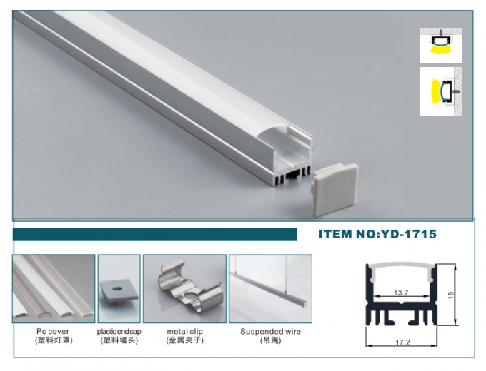 Building LED Strip Light Channel Track aluminum Suspended Profile ...