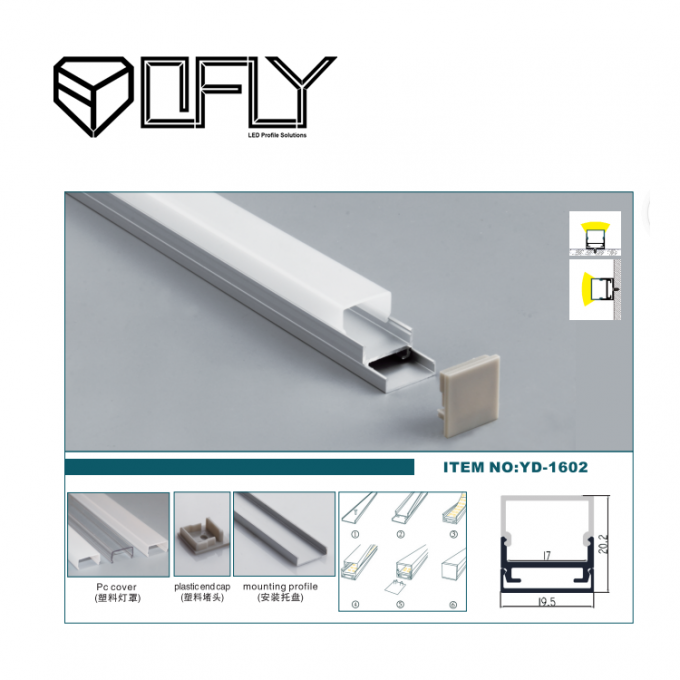 Warm LED Lighting Profile Surface Mounted LED Profile 20*20mm Indoor ...