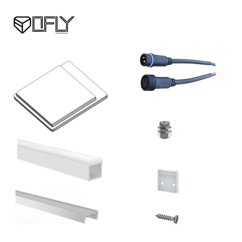 Square Aluminum LED Profile Channel Recessed Floor Wall Ceiling Mounting