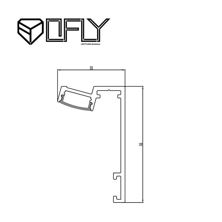 32mm Surface Mounted Aluminium Led Profile For Curtain Decoration Stylish