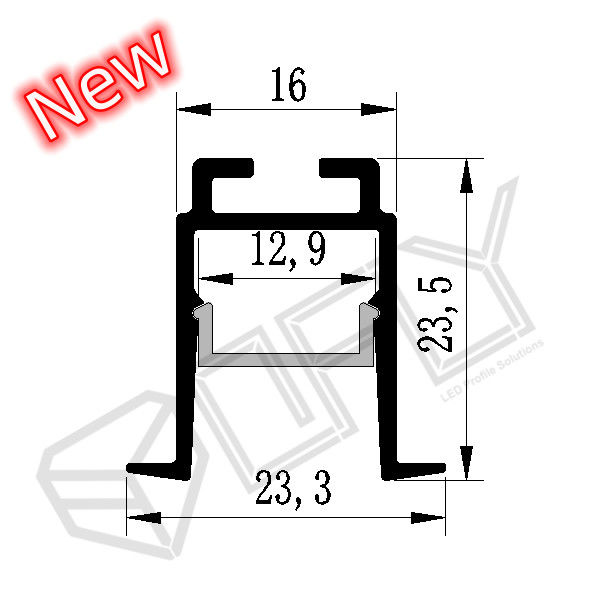 23*23.5mm Recessed Aluminum LED Channel Anodized Prismatic Cover For ...