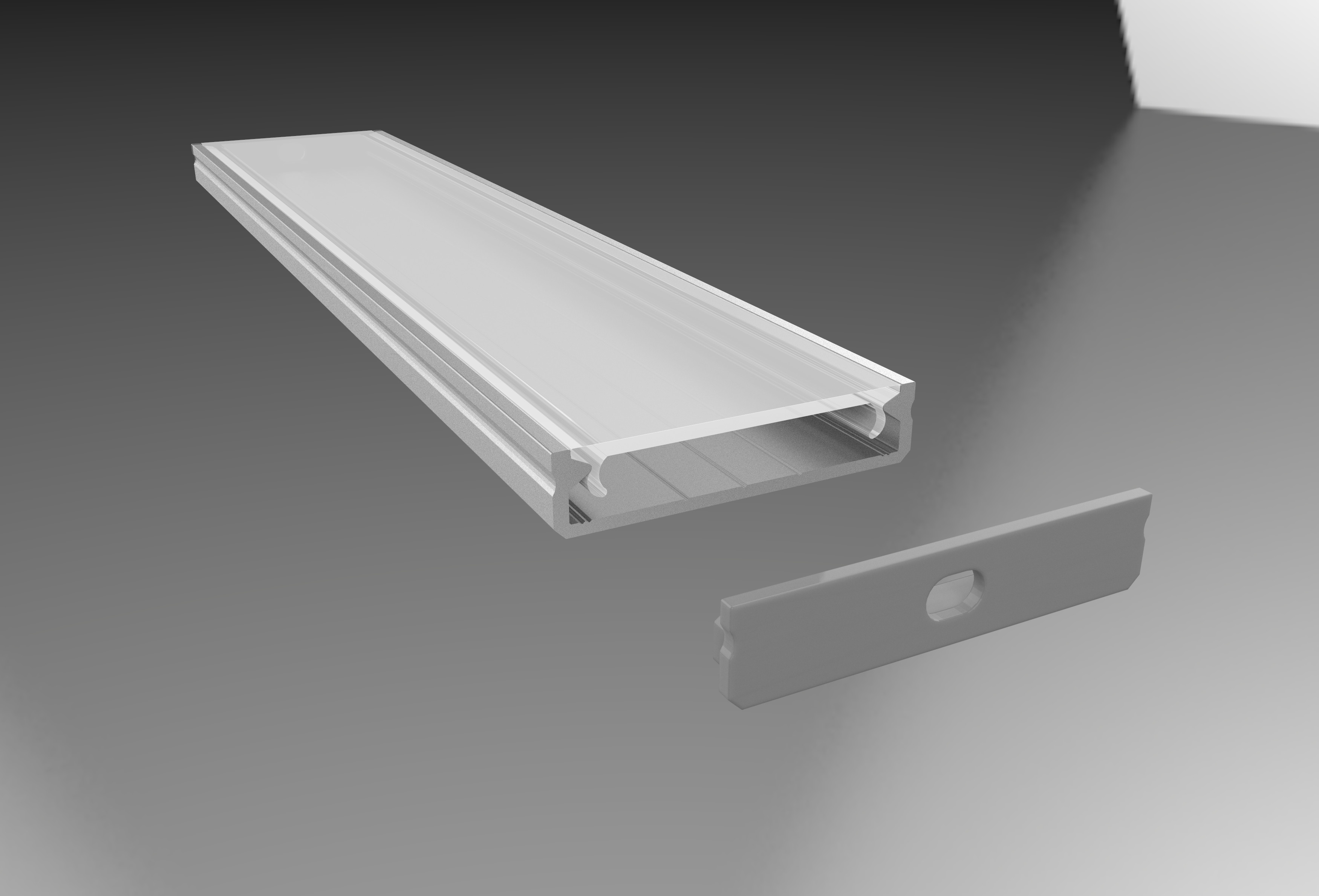 43X9mm Flat Shape LED Aluminum Profile Surface Mounted LED Profiles