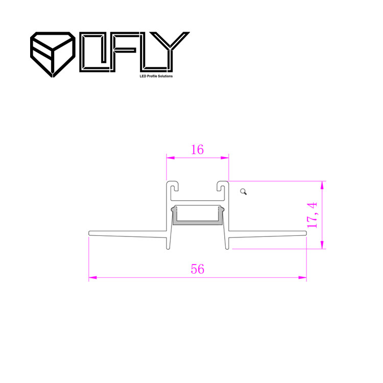 17mm Rimless Aluminum Led Profile , Opal Led Strip Light Aluminum Channel
