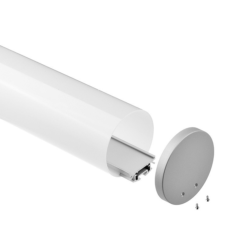 Suspended Aluminum LED Strip Extrusions Anodized 60mm Round 180 Degree