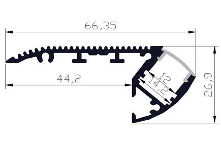 Surface Mounted Stair Nosing LED Profile Aluminum LED Step Profile For ...