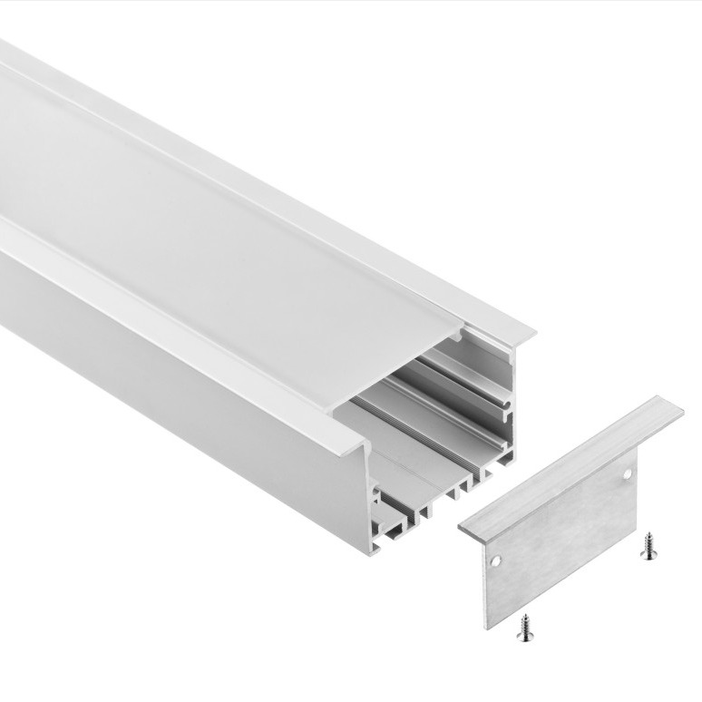 Silver Aluminum Recessed Linear Profile Light Strips Channel U Shape 65 ...