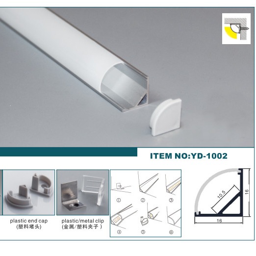 Small Quadrant Corner Profile LED Light 2m 4m Length 90 Degree 16*16mm